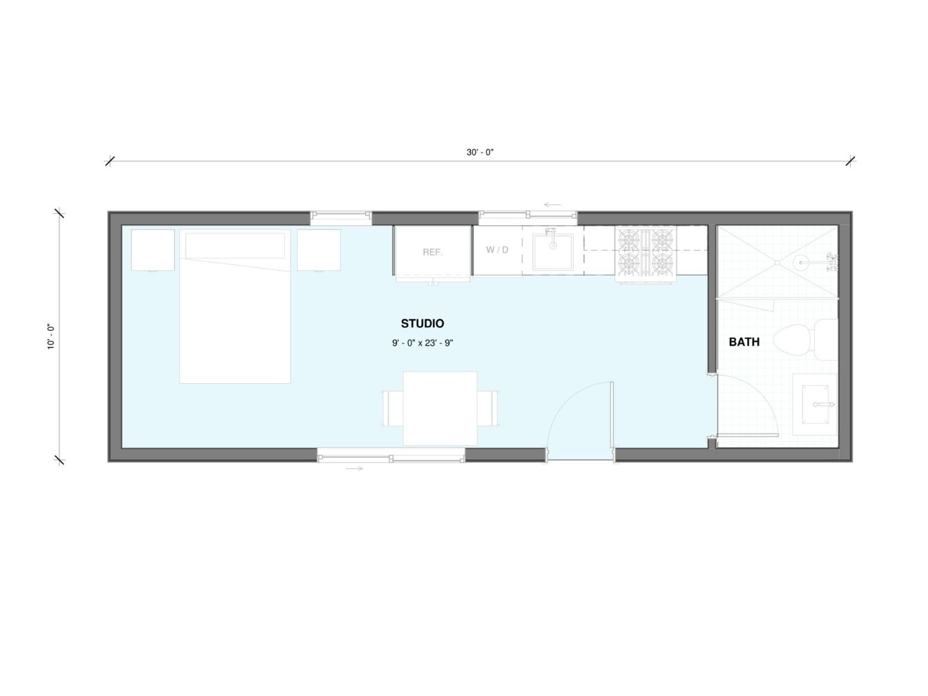 Studio with 1 Bathroom - 300 SQFT - ADU UNIT